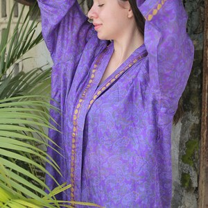 Silk Short Kimono Lavender Duster Jacket Pure Silk Woman Girls Floral ...