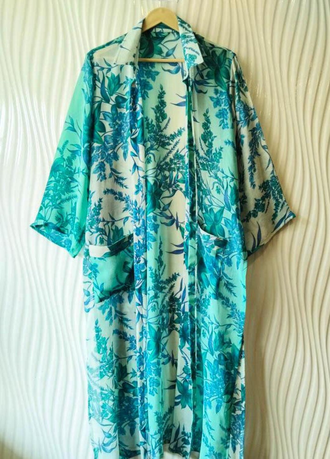Long Kimono Jacket Cape With Side Slits , 100% Pure Chiffon Silk ...