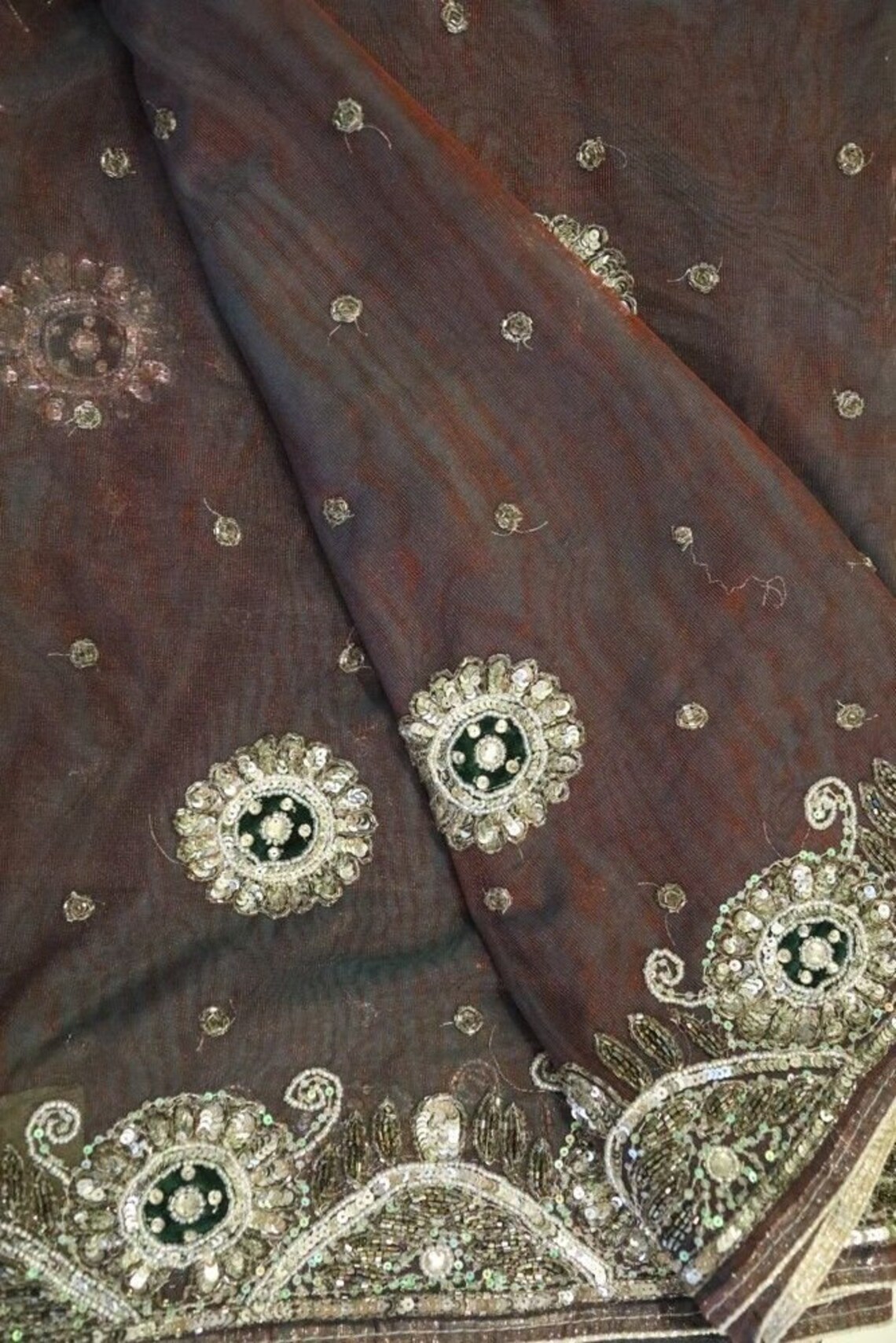 Indian Vintage Sari Pure Net Saree Decor Hand Beaded Long - Etsy