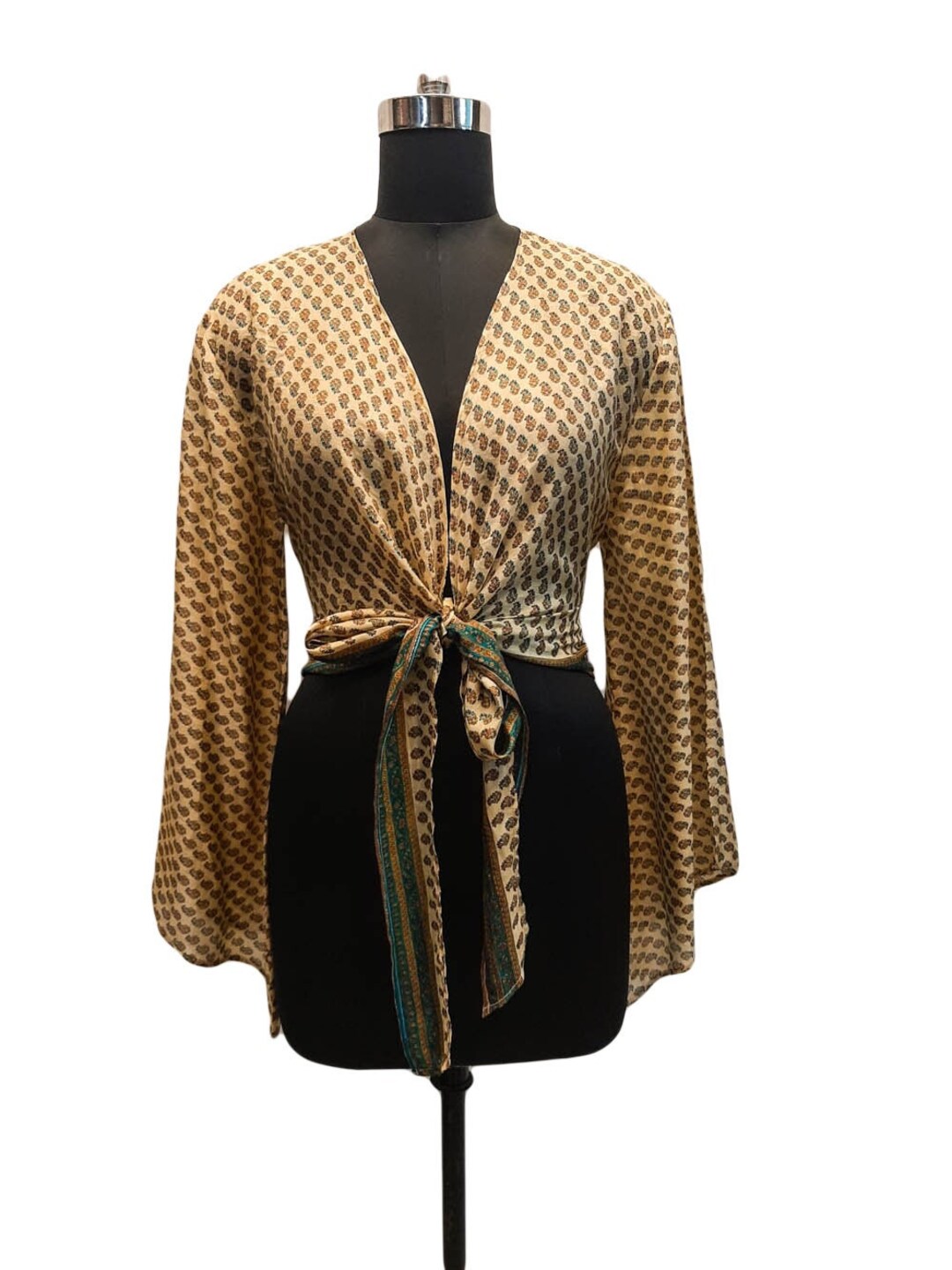 Beige Silk Wrap Top Pure Silk Blouse for Girls Boho Crop Tops - Etsy