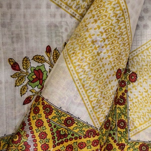 100% Reine Seide Saree Weiß Sari Floral bedruckte Sarees Seide Saris ...