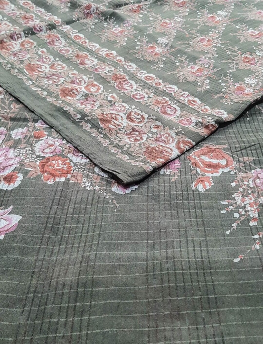 100% Reine Seide Saree Bedruckte Seide Saris Recycled Seidenstoff ...
