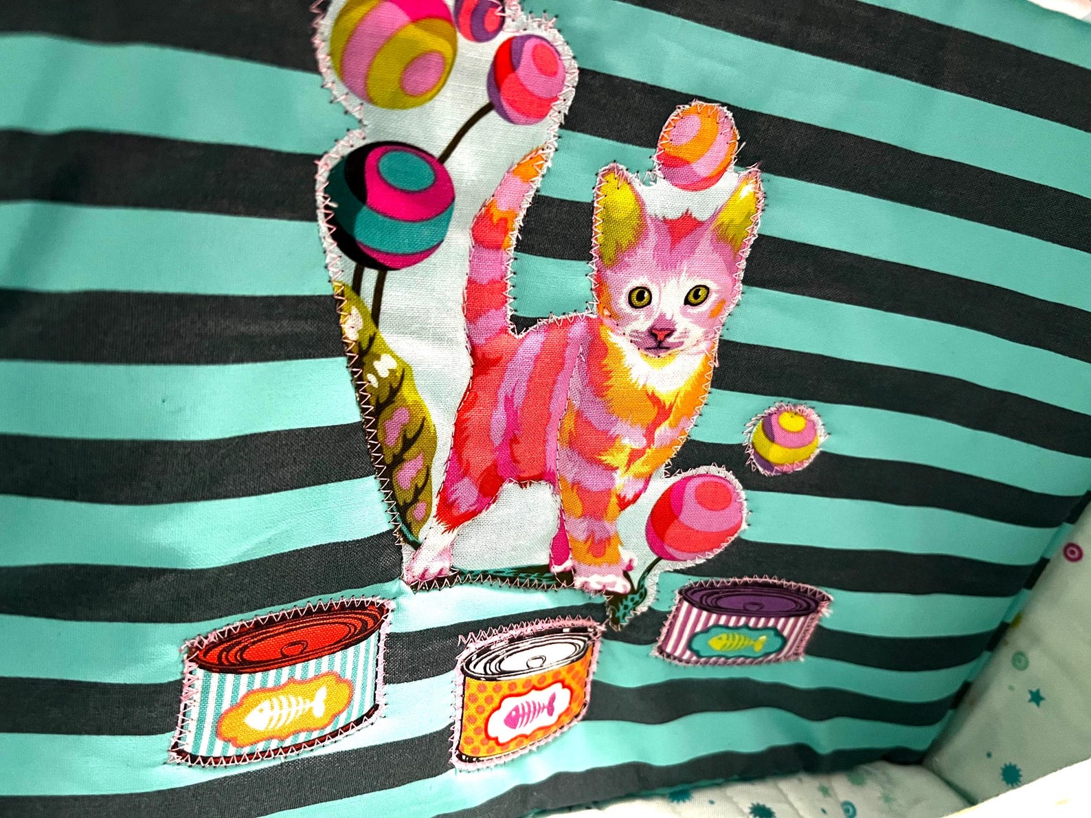 Disco Kitty Tula Pink Fabric Quilted Tote - Etsy