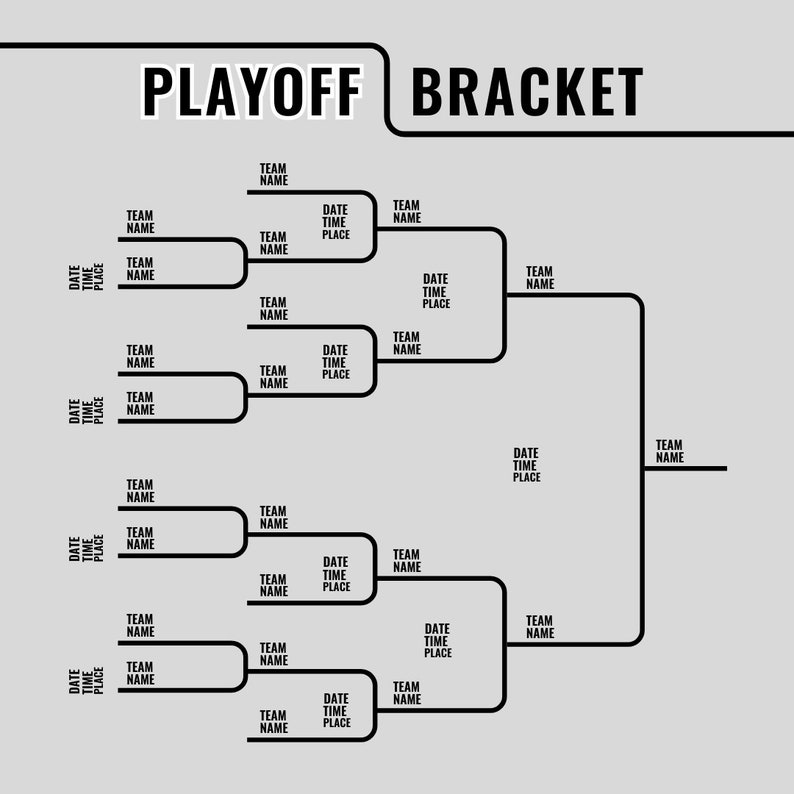 CUSTOMIZABLE 8, 12, 16, 24, 32 Team Single Elimination Tournament ...