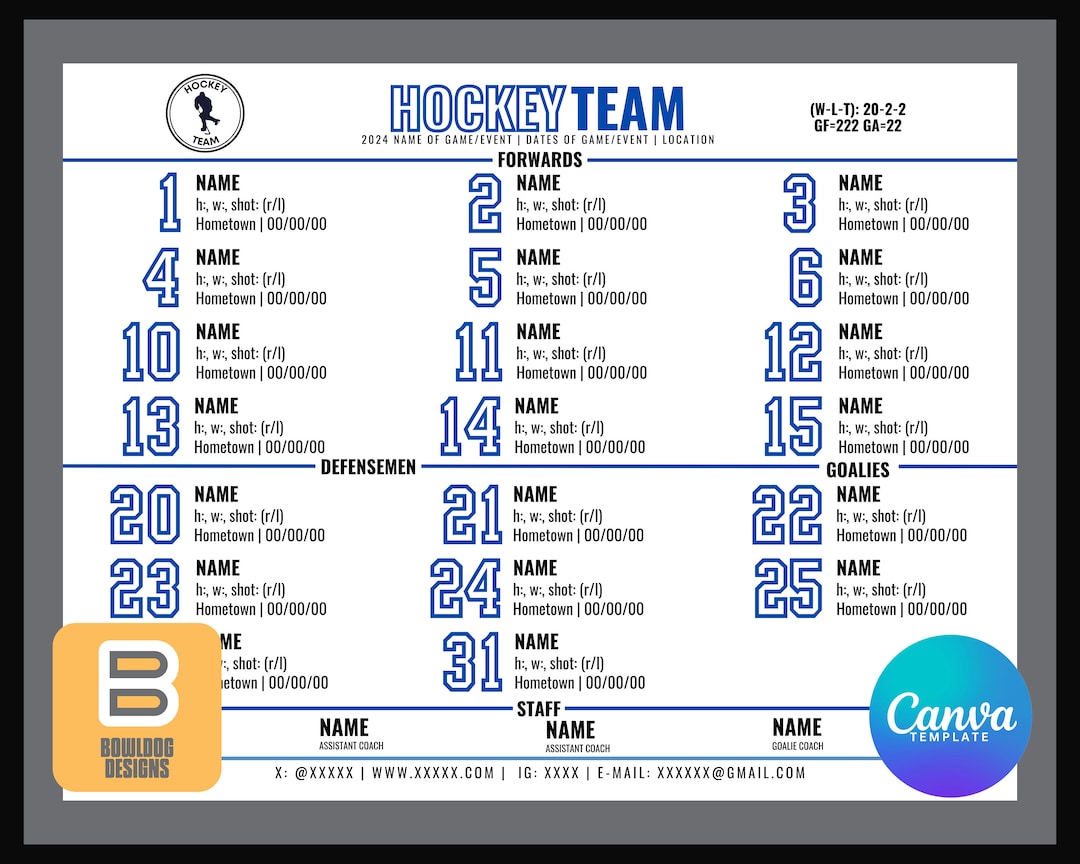 Hockey Line Chart Template for Canva (free Version) - Etsy