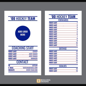 Hockey Roster Card Template for Free CANVA - Etsy