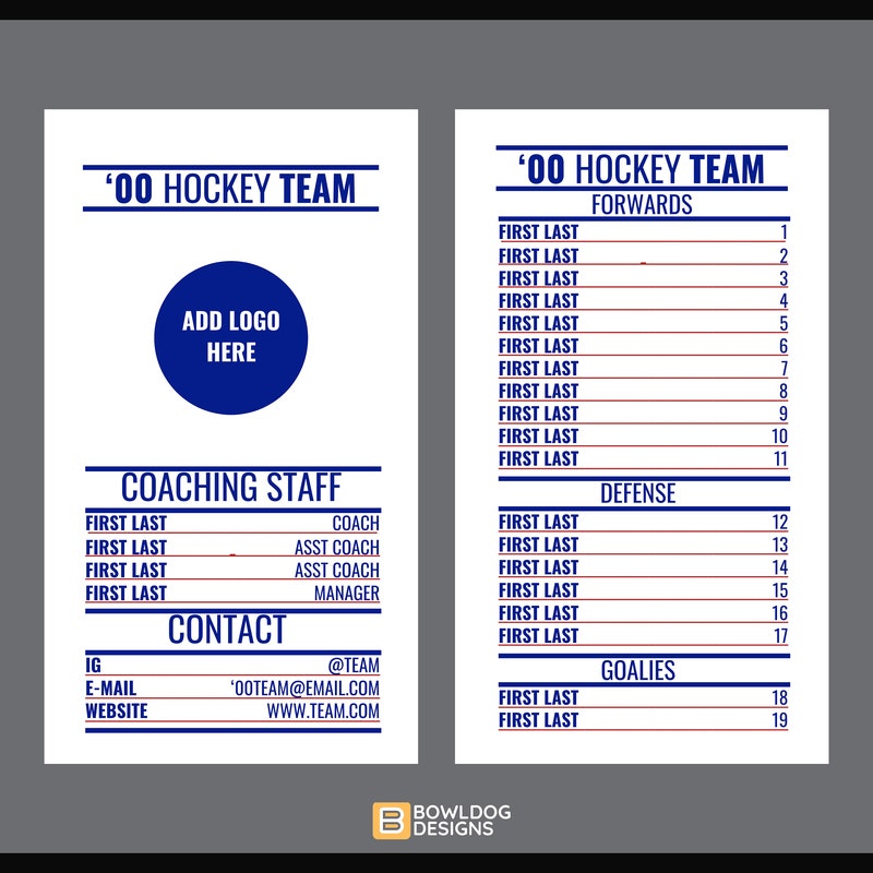 Hockey Roster Sticker Template - Etsy