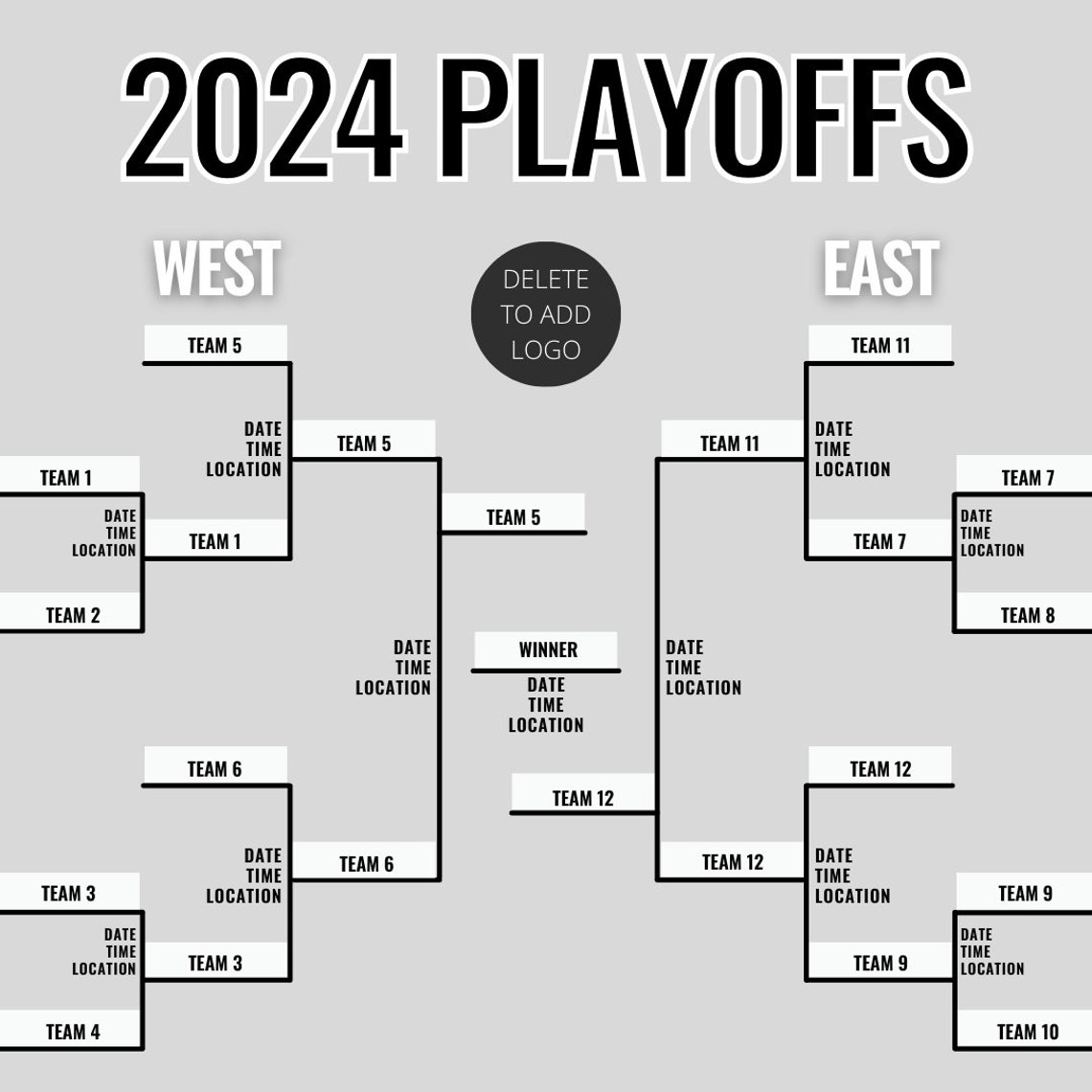 CUSTOMIZABLE 8, 12, 16, 24, 32 Team Single Elimination Tournament ...