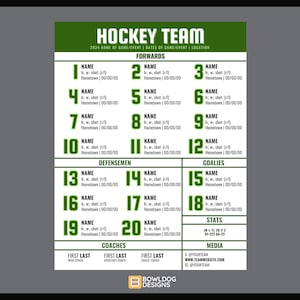 CUSTOMIZABLE Hockey Line Sheet Template - Etsy
