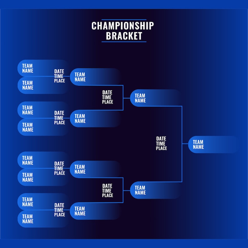 CUSTOMIZABLE 8, 12, 16, 24, 32 Team Single Elimination Tournament ...