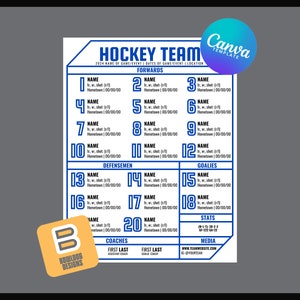 Canva Hockey Line Sheet Template - Etsy