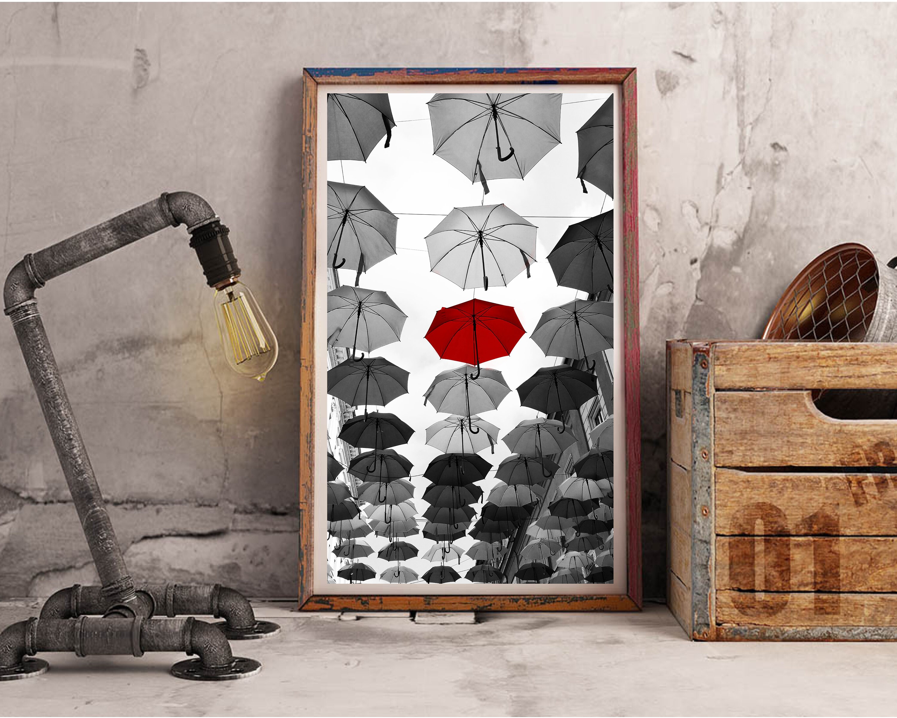 Red Umbrella Wall Art Printable Download All Sizes - Etsy