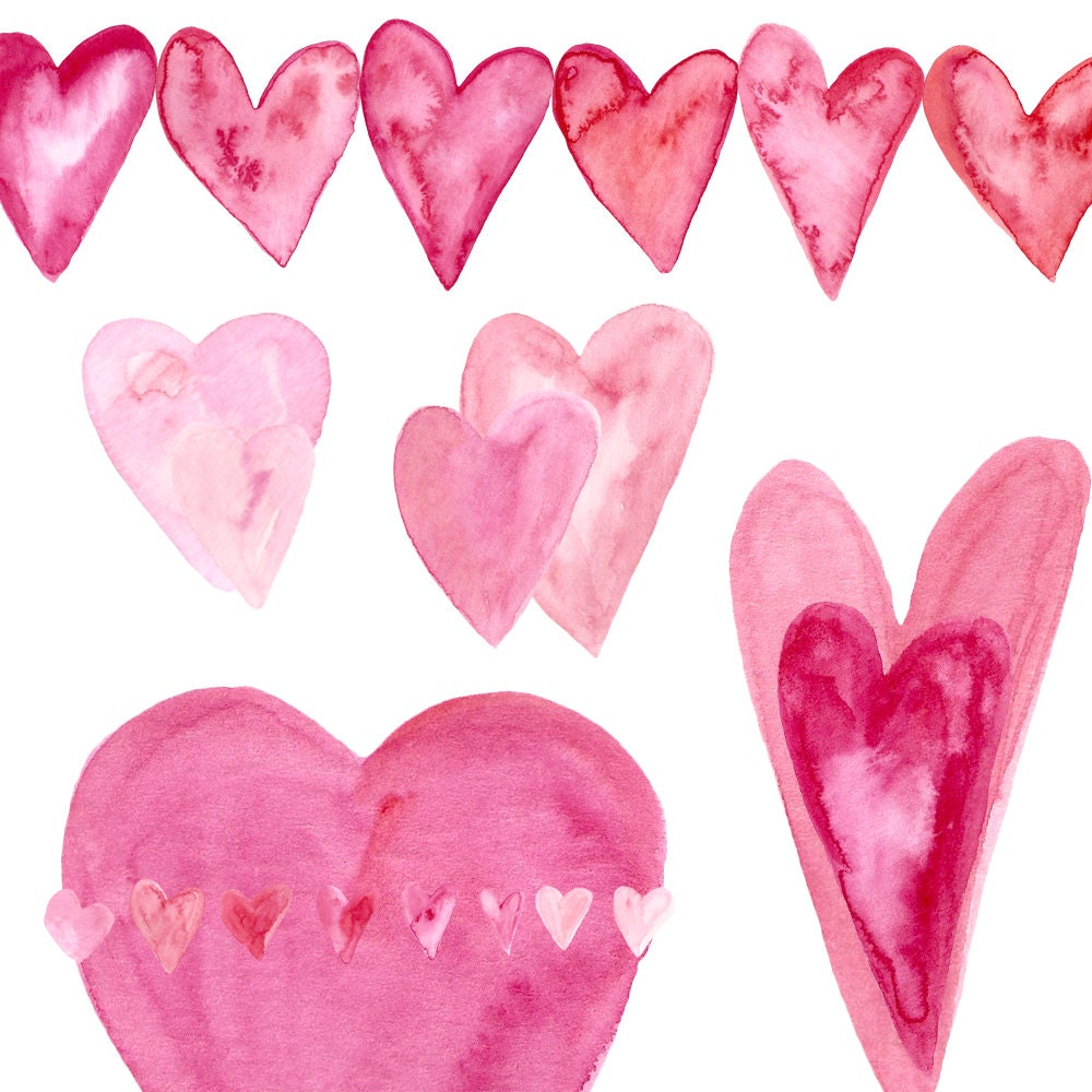 Valentine Watercolor Heart Clip Art, Blog Design Resource PNG - Etsy