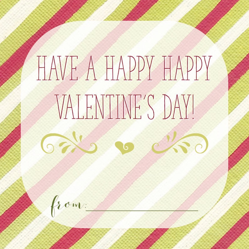 Preppy Valentine's Day Printable, Pink and Green School Valentine Heart ...