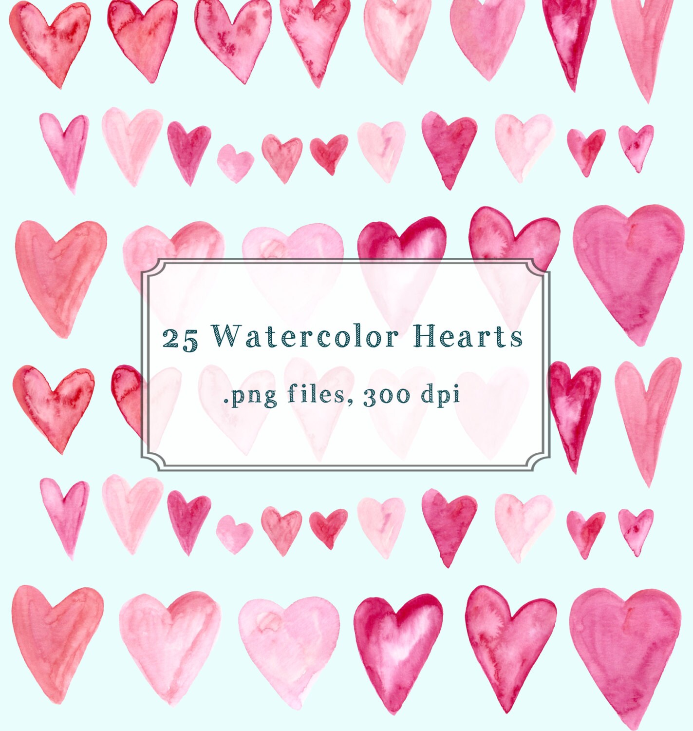 Valentine Watercolor Heart Clip Art, Blog Design Resource PNG - Etsy