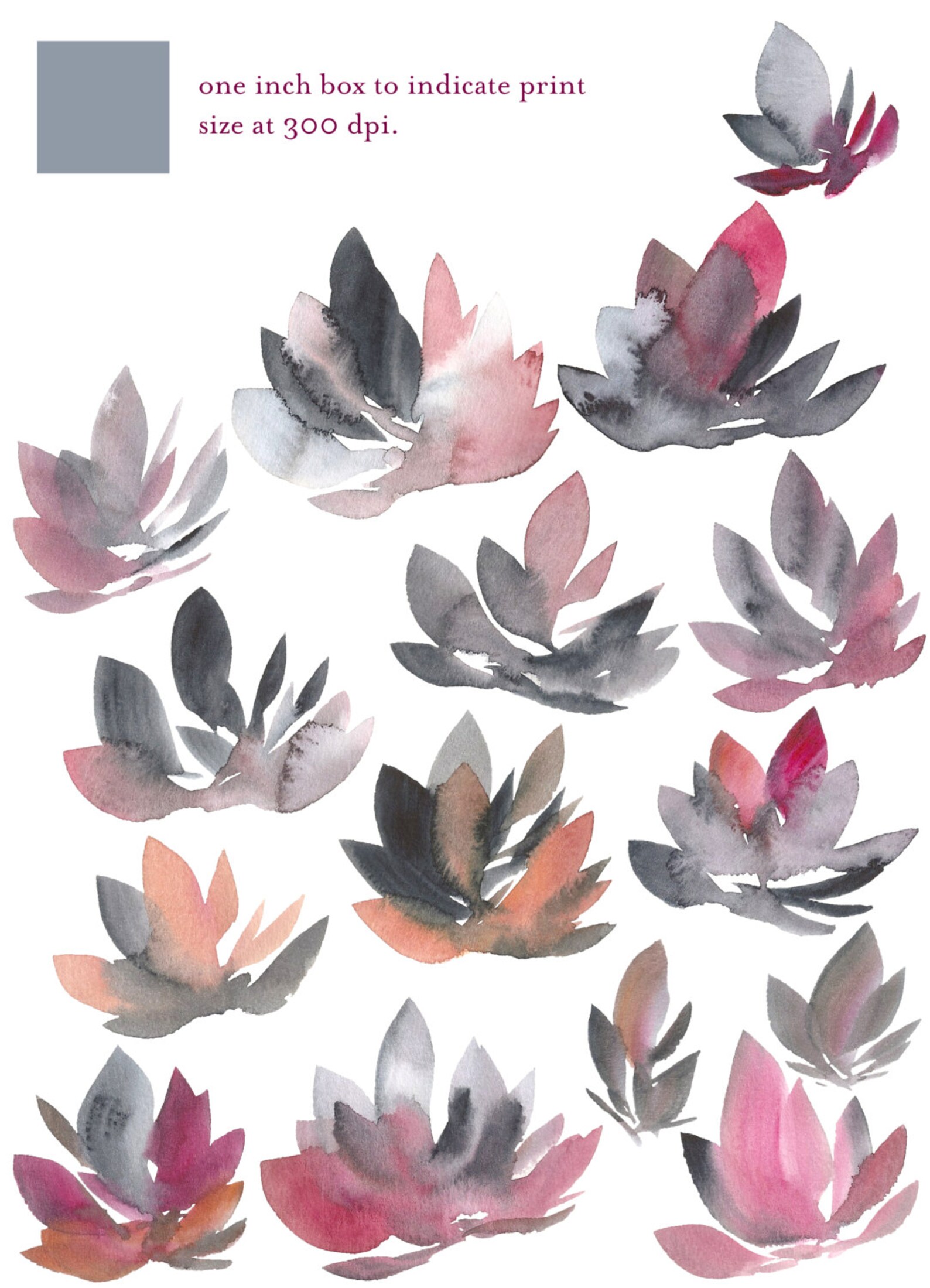 Magenta Floral Clip Art Set, Watercolor Blog Design Resource PNG PSD - Etsy