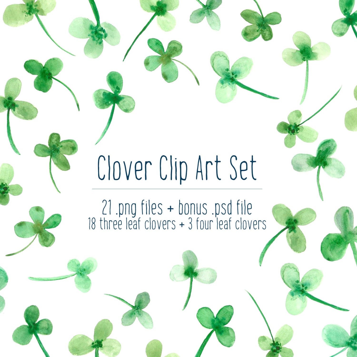 Shamrock Watercolor Clover Clip Art, Blog Design Resource PNG - Etsy