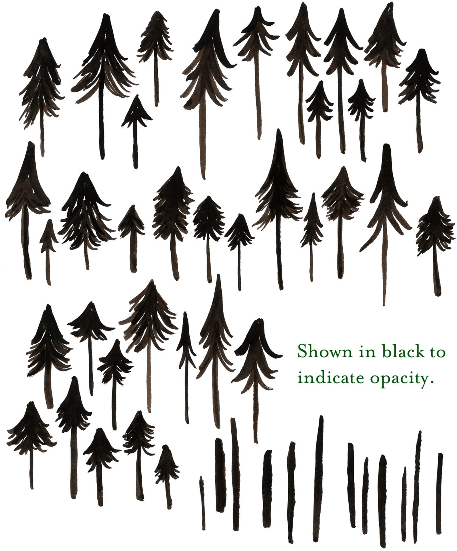 Rustic Pine Tree Photoshop Brush Set, Evergreen Scrapbooking Clip Art ...