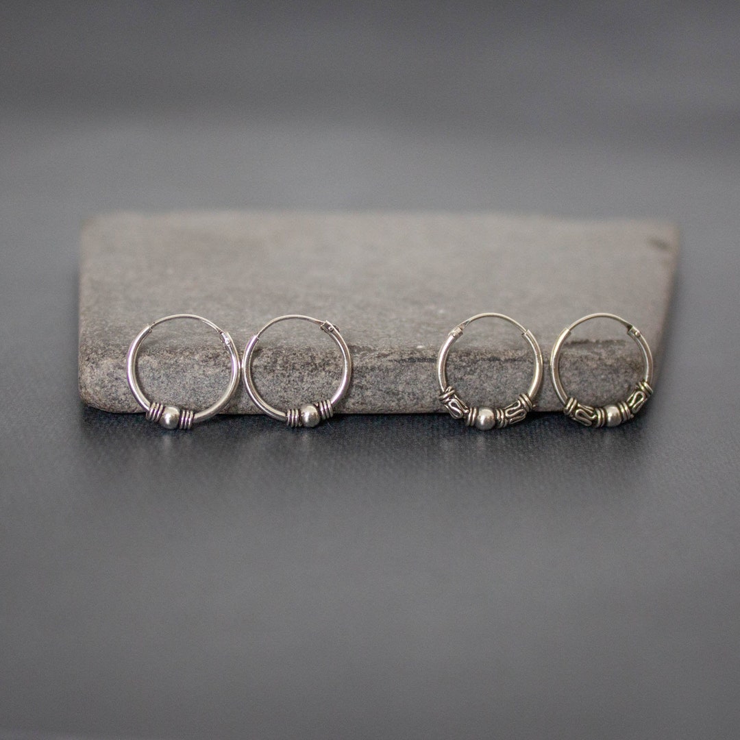 Silver Hoops, Bali Hoop Earrings, Everyday Hoops, Hoop Earrings, Boho ...