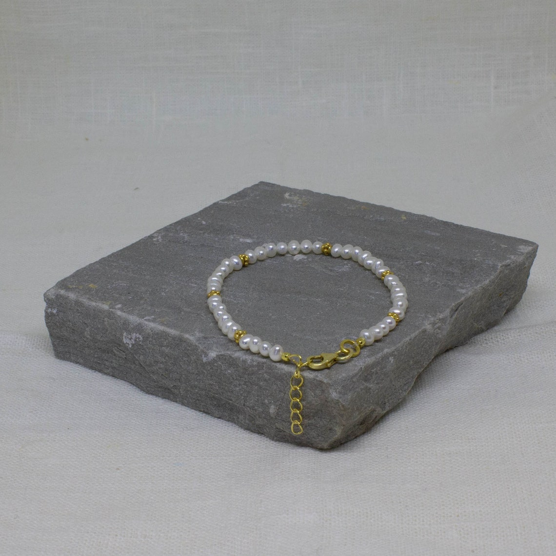 Pearl and Gold Necklace White Pearl Stacking Bracelet - Etsy