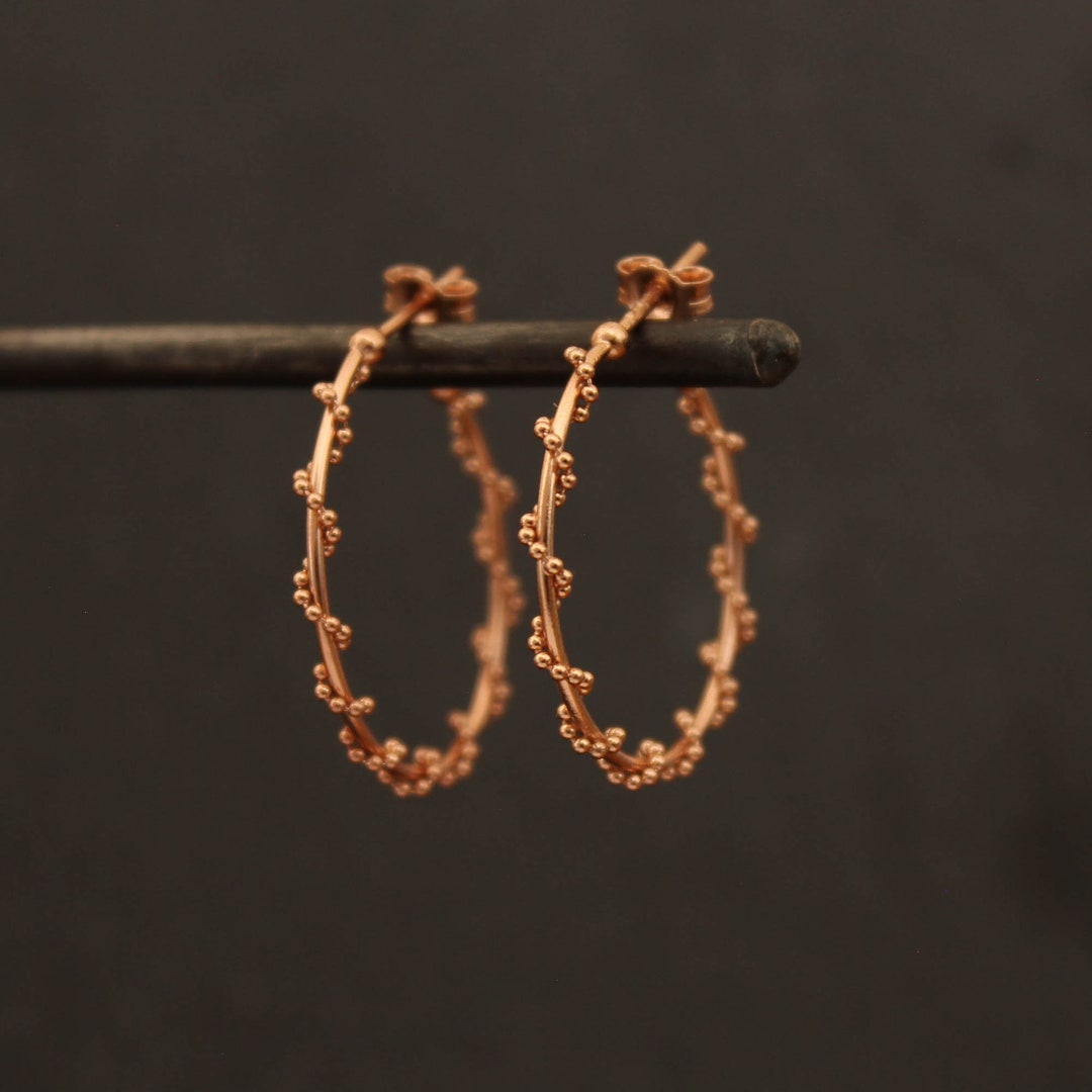 Rose Gold Hoops, Rose Gold Hoop Earrings, Gold Twist Hoops, Pink Gold ...