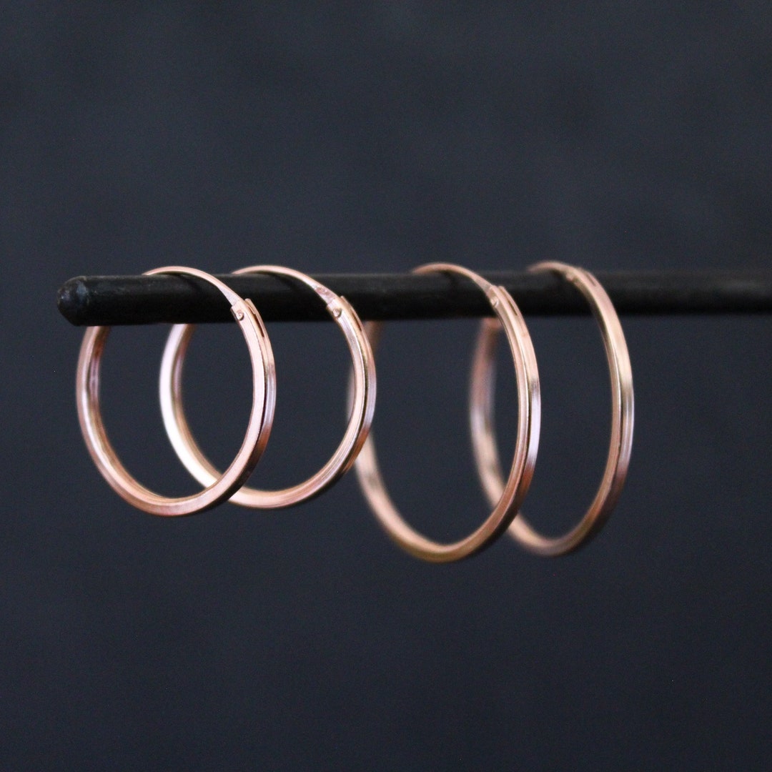 Rose Gold Hoop Earrings, Minimal Rose Gold Hoops, Small Everyday Hoops ...