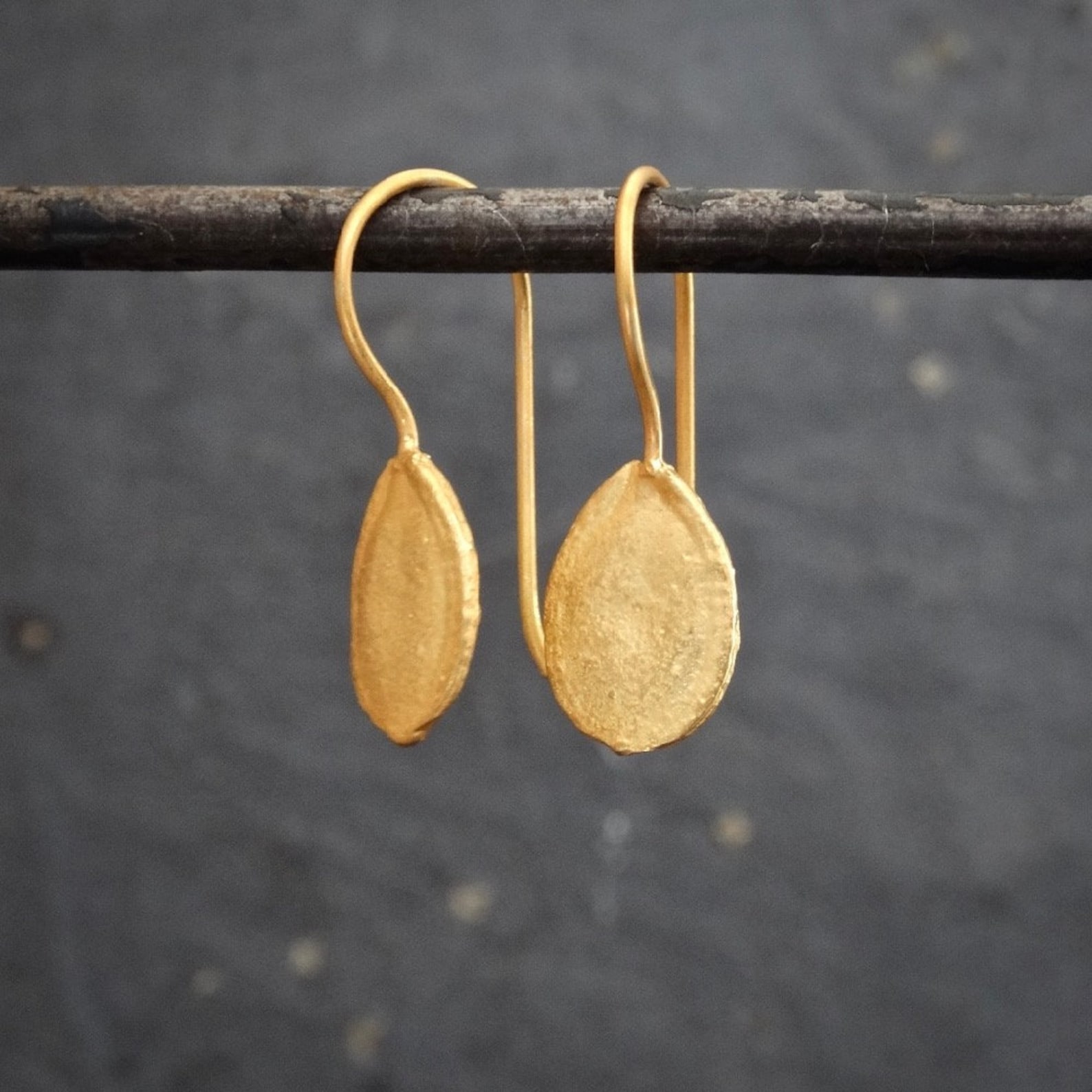 Gold Earrings Textured Gold Earrings Gold Vermeil Drop - Etsy
