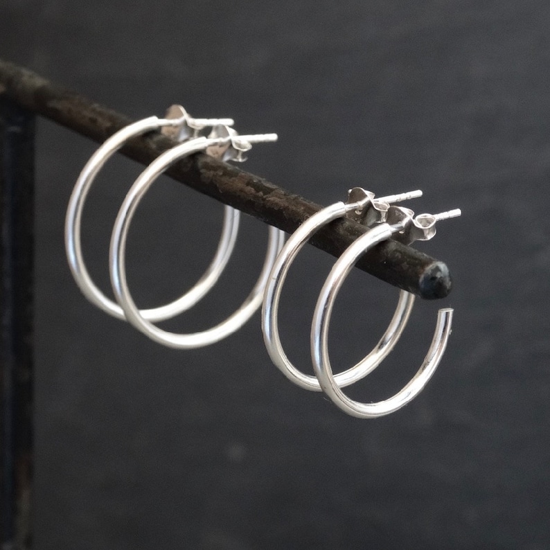 Silver Hoop Earrings Simple Silver Hoops Sterling Silver - Etsy