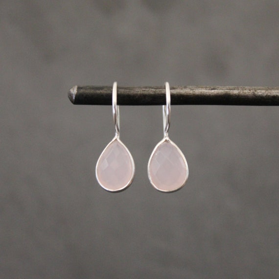 Rose Quartz Earrings Gemstone Earrings Silver Drop Earrings - Etsy