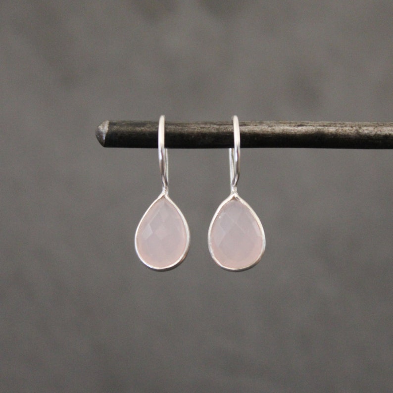 Rose Quartz Earrings Gemstone Earrings Silver Drop Earrings - Etsy