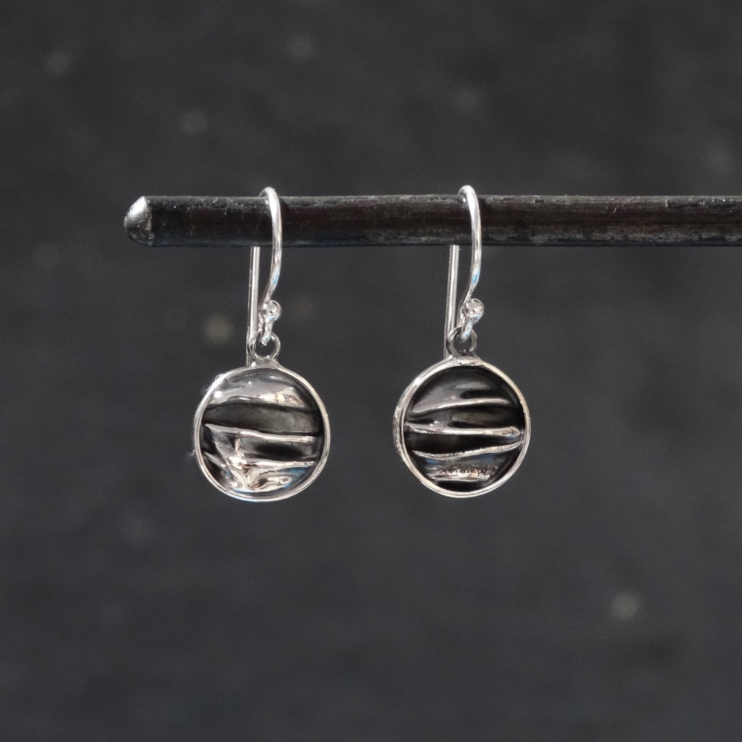 Silver Earrings, Silver Drops, Textured Silver Earrings, Round Earrings ...