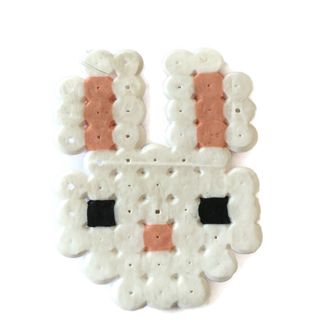 White Bunny Hama/perler Bead Party Favour available as Keyring, Brooch ...