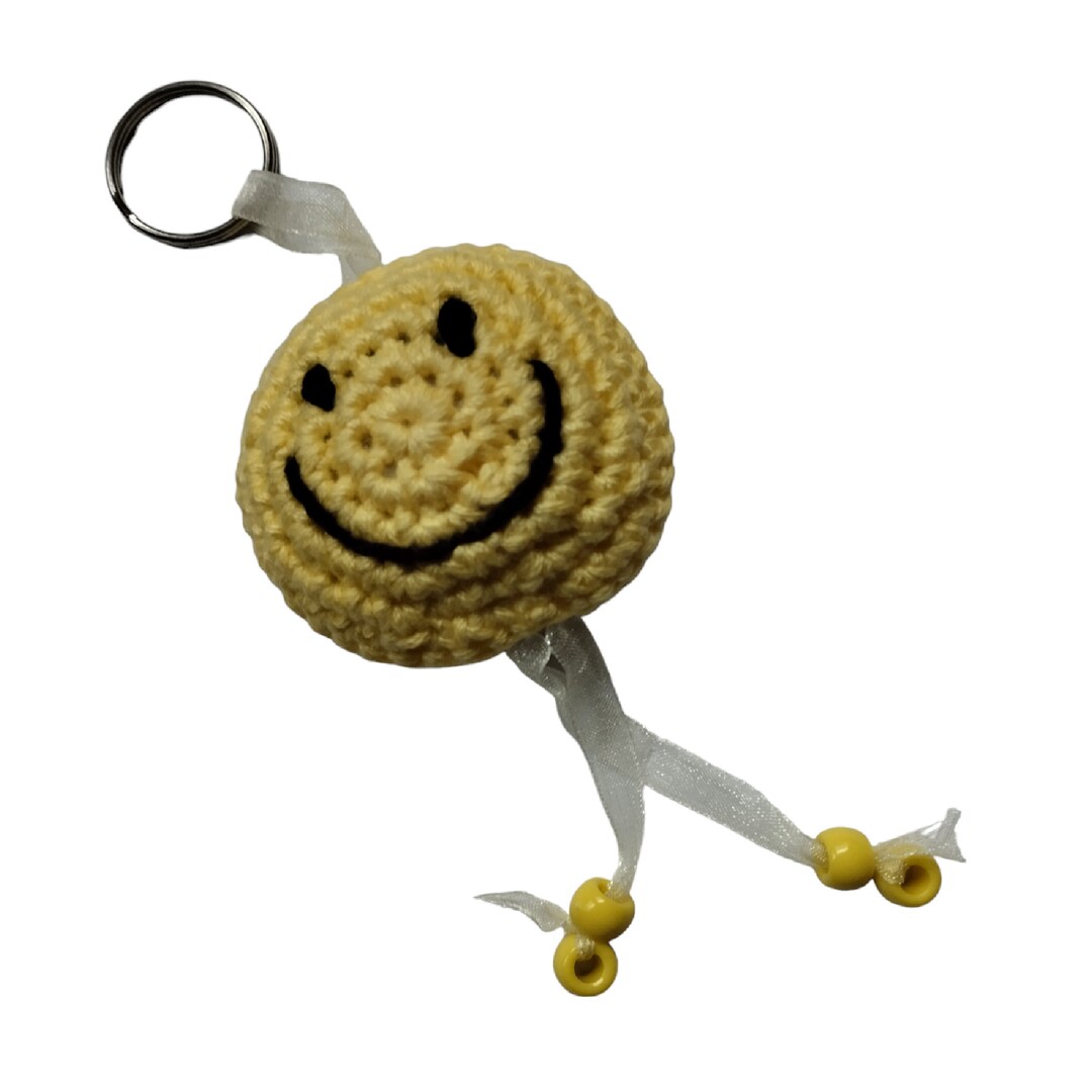 Hand Crochet Smiley Face Keyring Fitting or Swivel Clip - Etsy