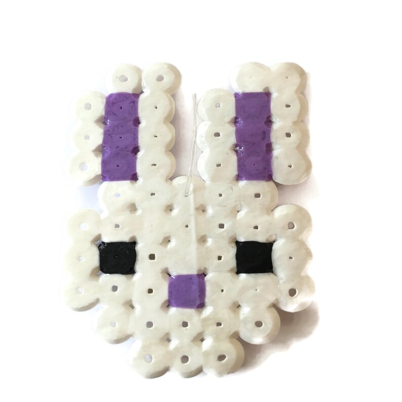 White Bunny Hama/perler Bead Party Favour available as Keyring, Brooch ...