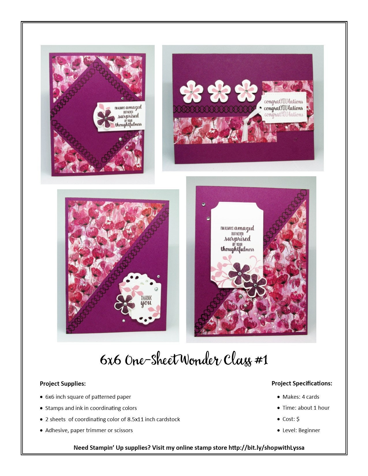 6x6 Paper One-sheet Wonder Cardmaking Class #1: Instant Digital ...