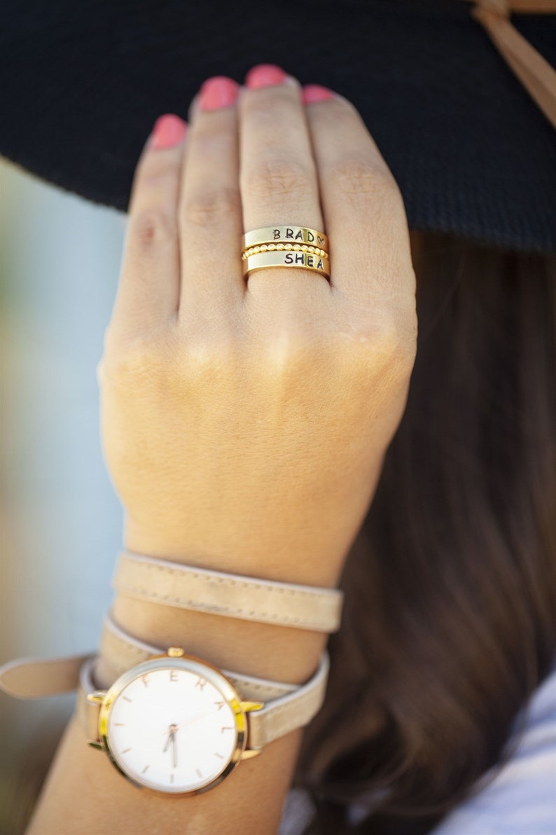 Stackable Rings Set Personalized Ring Mothers Rings Hand | Etsy