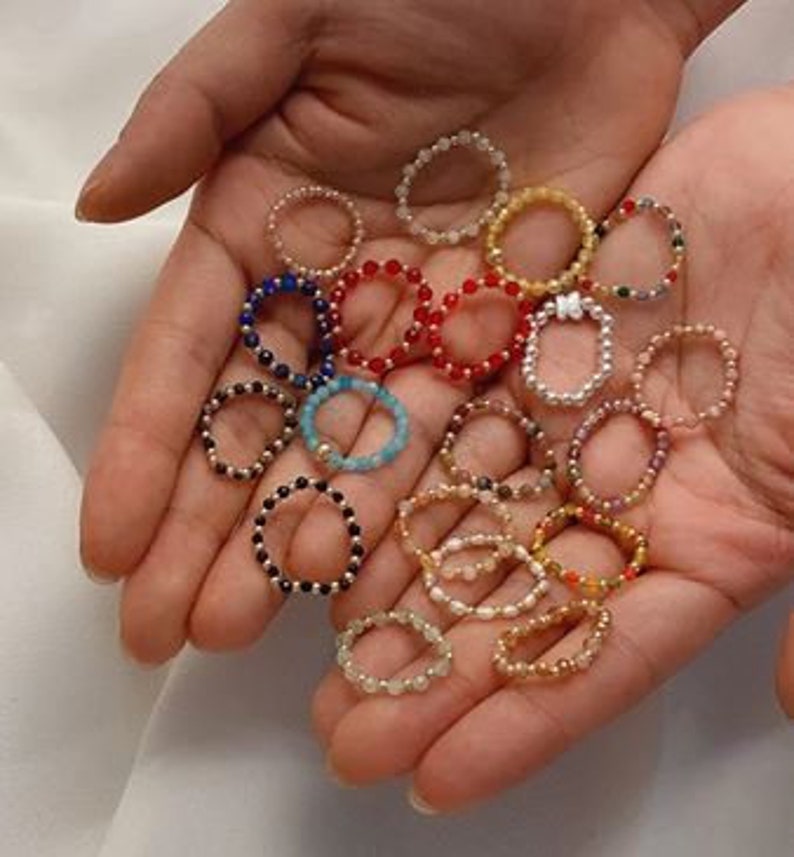 Beaded Rings, Stackable Rings, Colorful Seed Bead Rings, Stackable Ring ...