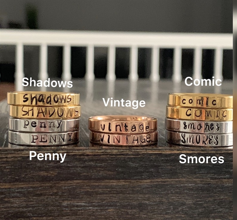 Stackable Rings Set Personalized Ring Mothers Rings Hand | Etsy