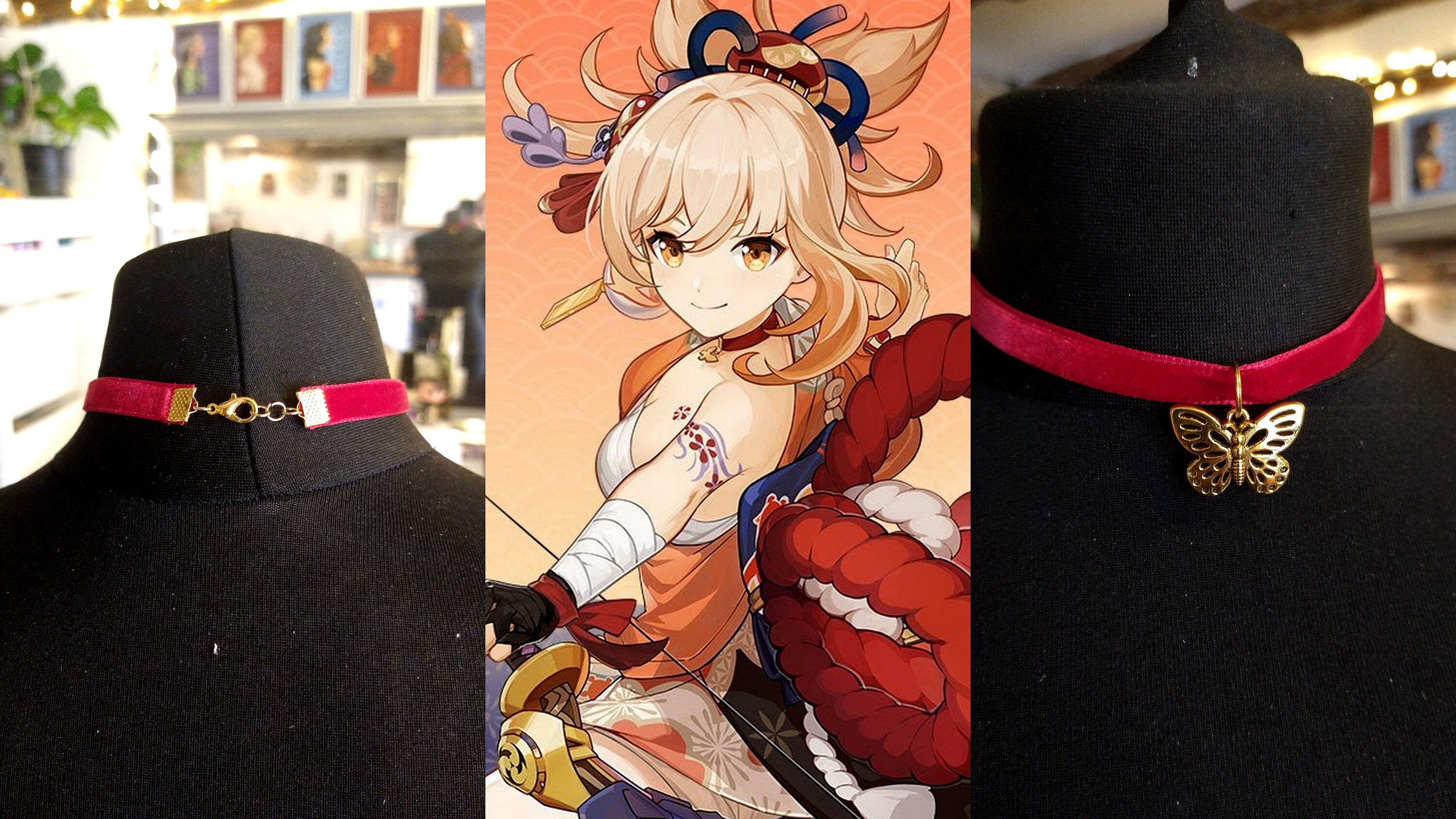 Yoimiya Inspired Gold Pyro Butterfly Necklace Genshin Impact - Etsy Canada