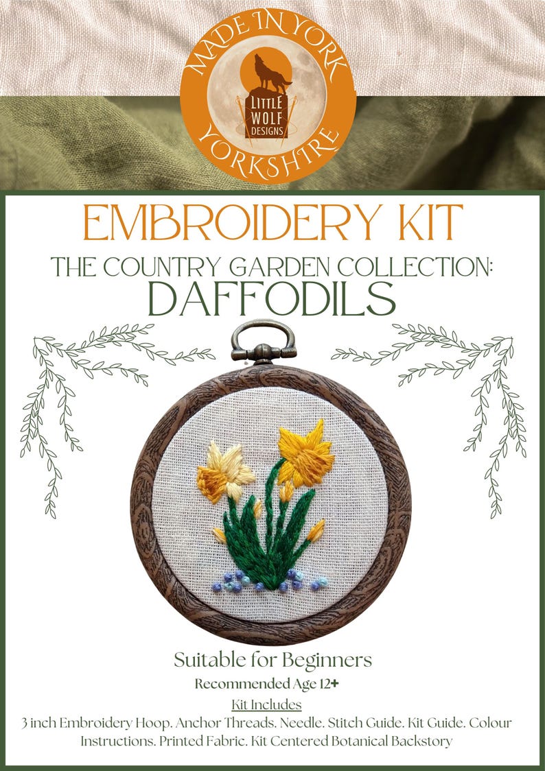 Daffodils - the Country Garden Collection - Embroidery Kit - Etsy