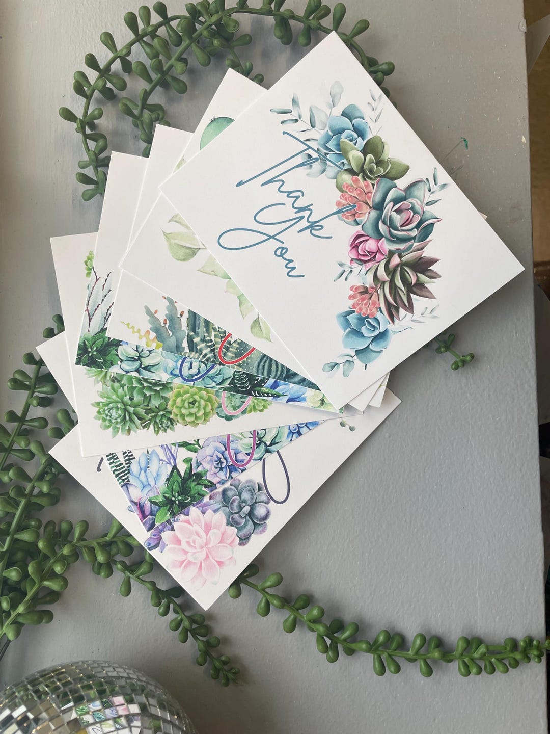 DIY Thank You Notes Printable Stationary Succulent Thank You Notecards ...