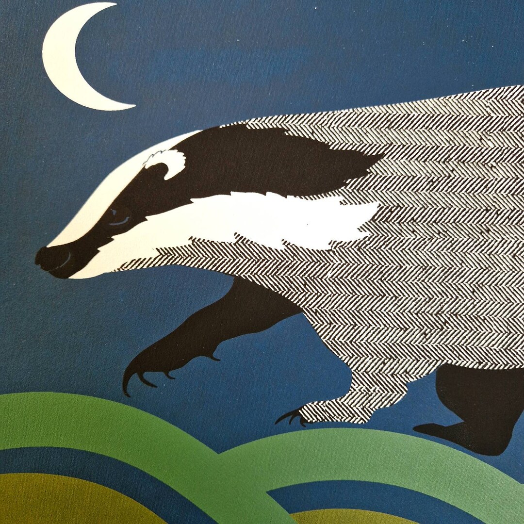 A4 Badger Print, Screen Printed by Hand. Gift for Badger Lover, Print ...
