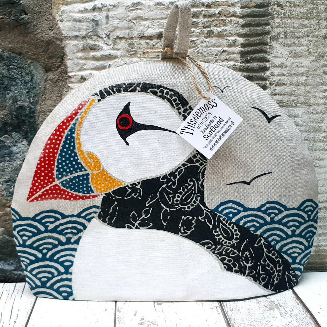 Puffin tea cosy coastal tea cosy bird tea cosy hand pulled | Etsy