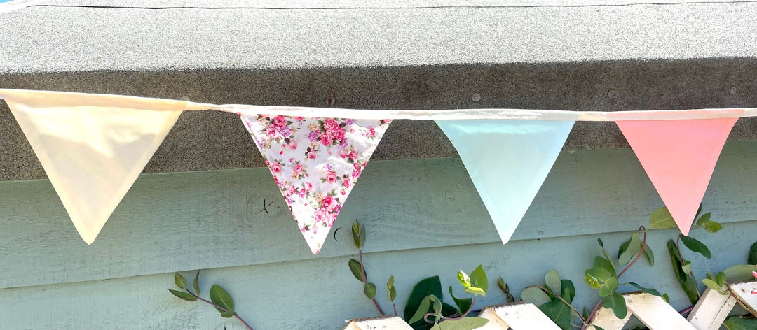 Pastel Rainbow Bunting 7.5m. Double sided fabric bunting. Pastel ...