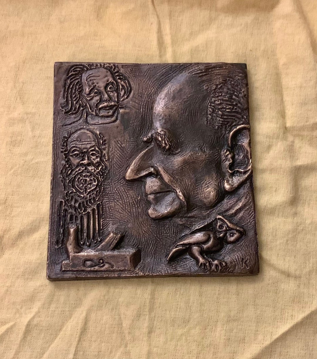 Bronze Wall Plaque three Geniuses - Etsy