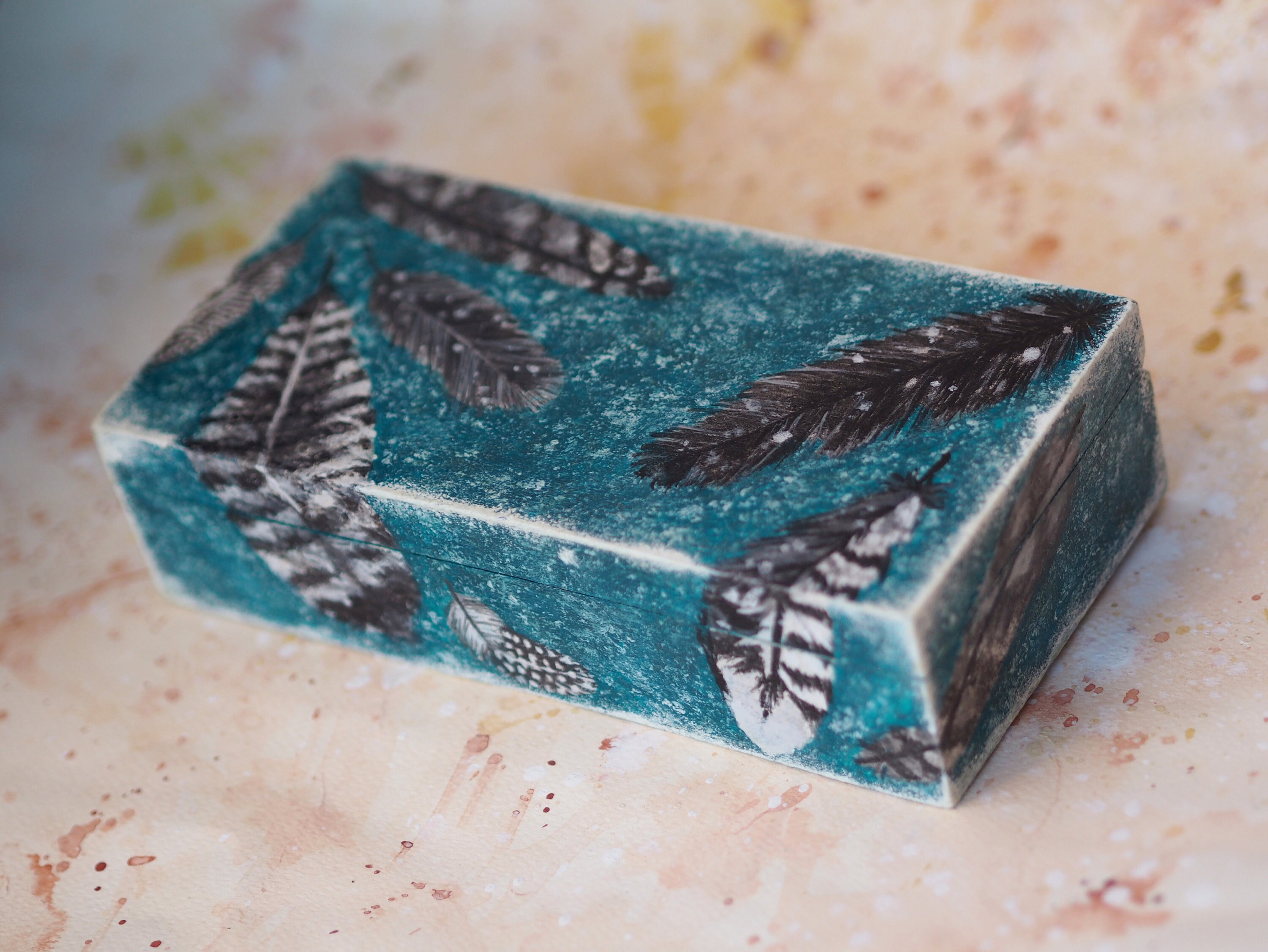 Feather Home Decor Bohemian Box Wooden Box With Feathers - Etsy