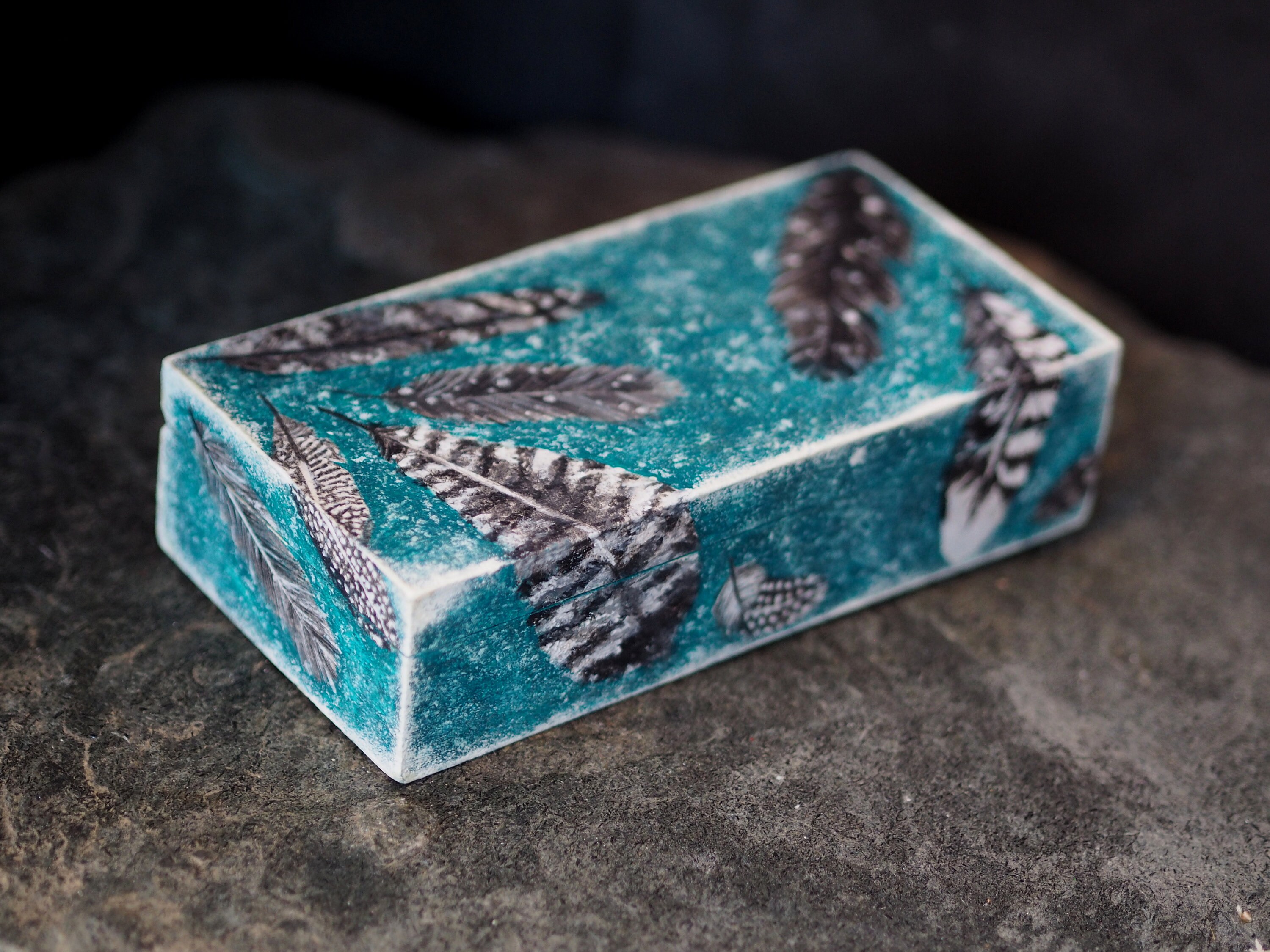 Feather Home Decor Bohemian Box Wooden Box With Feathers - Etsy