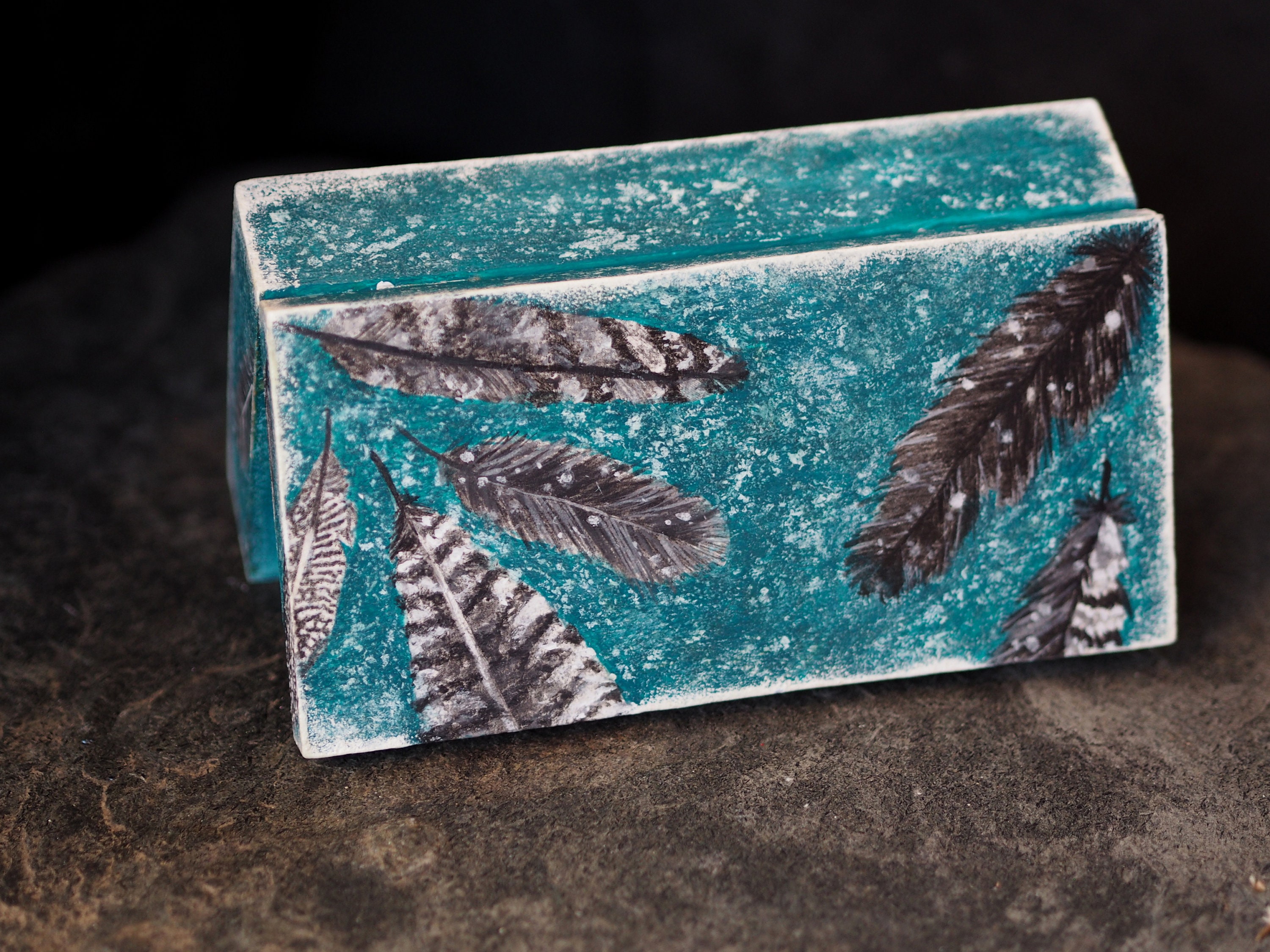 Feather Home Decor Bohemian Box Wooden Box With Feathers - Etsy