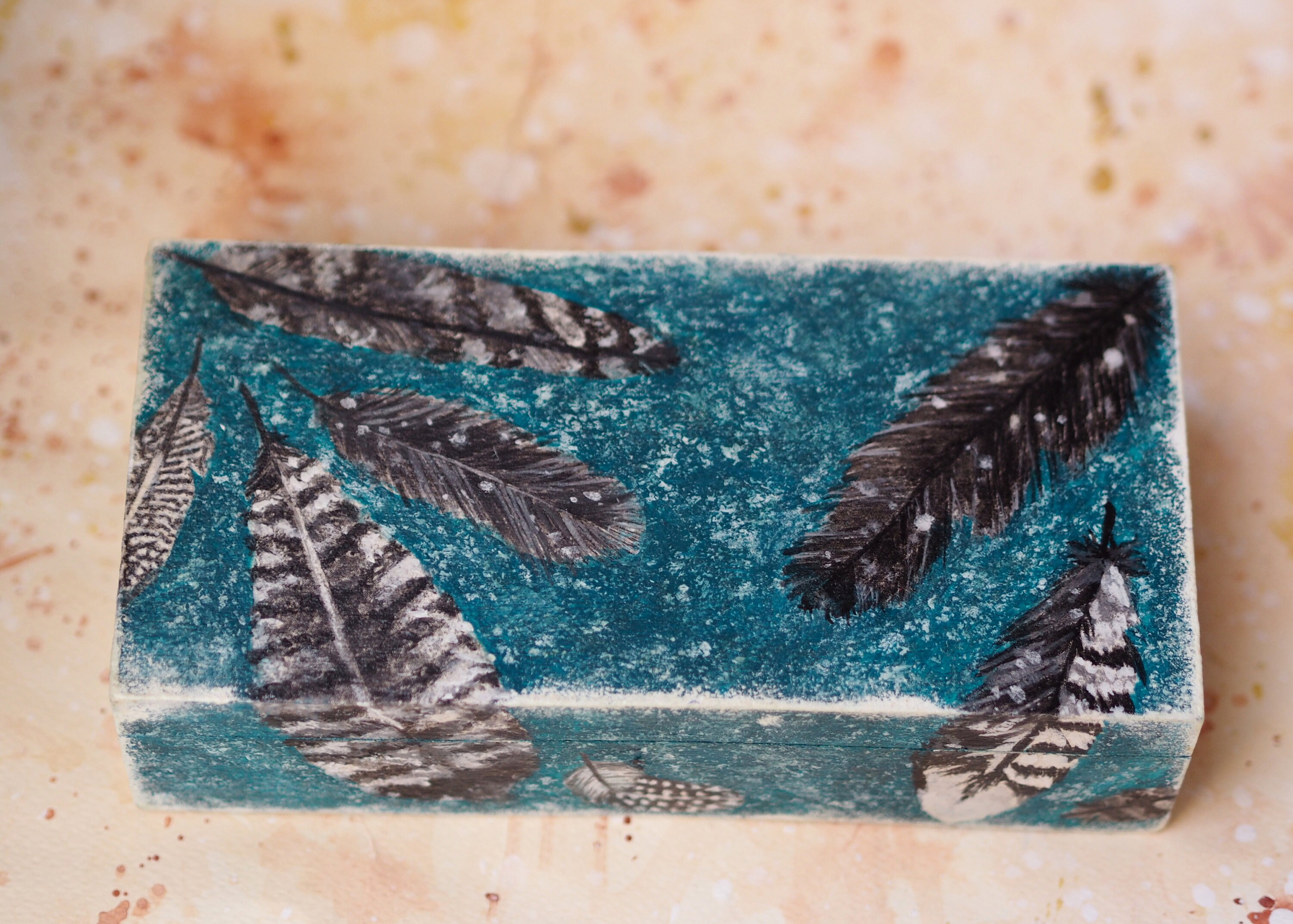 Feather Home Decor Bohemian Box Wooden Box With Feathers - Etsy