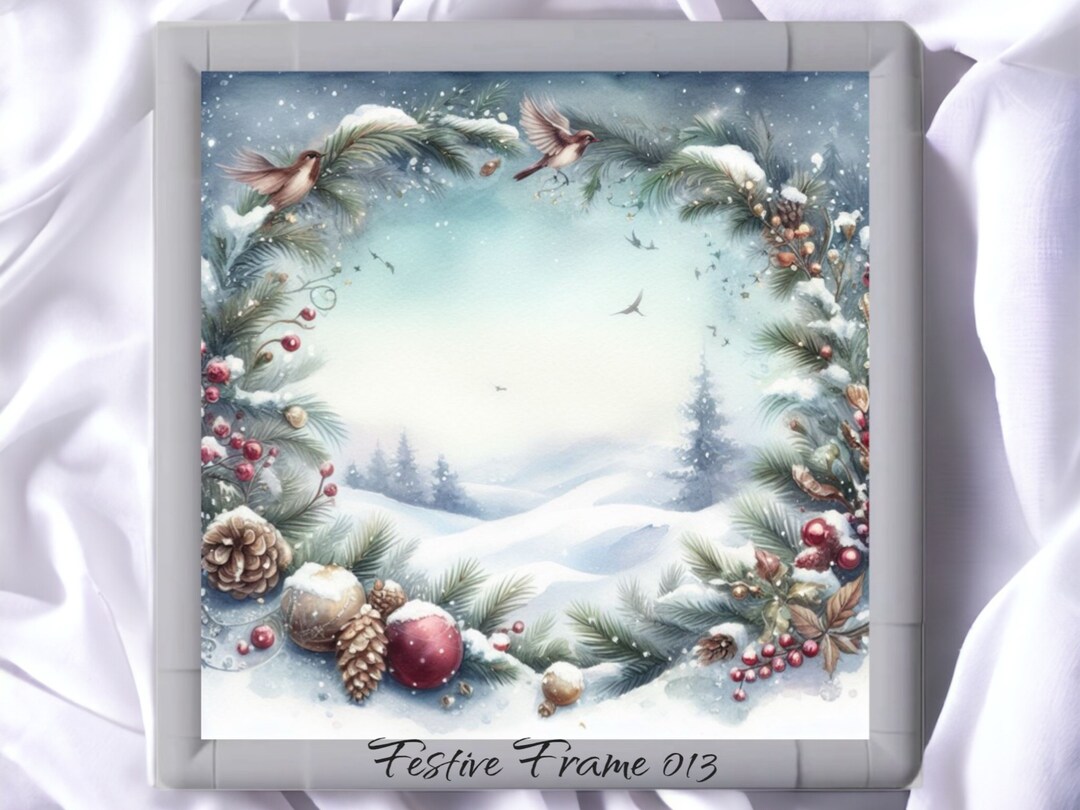 Festive Frame 013 Printed Aida Fabric || Cross Stitch Canvas || 11/14 ...
